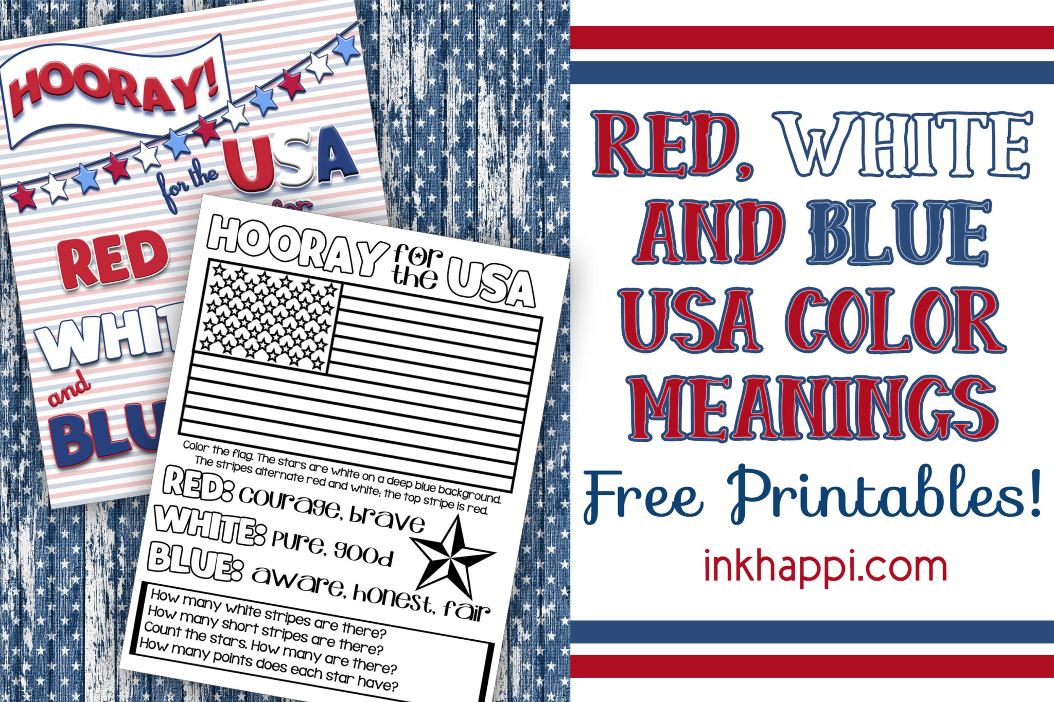 Red, White & Blue USA Colors Meaning {Free Printables} - inkhappi