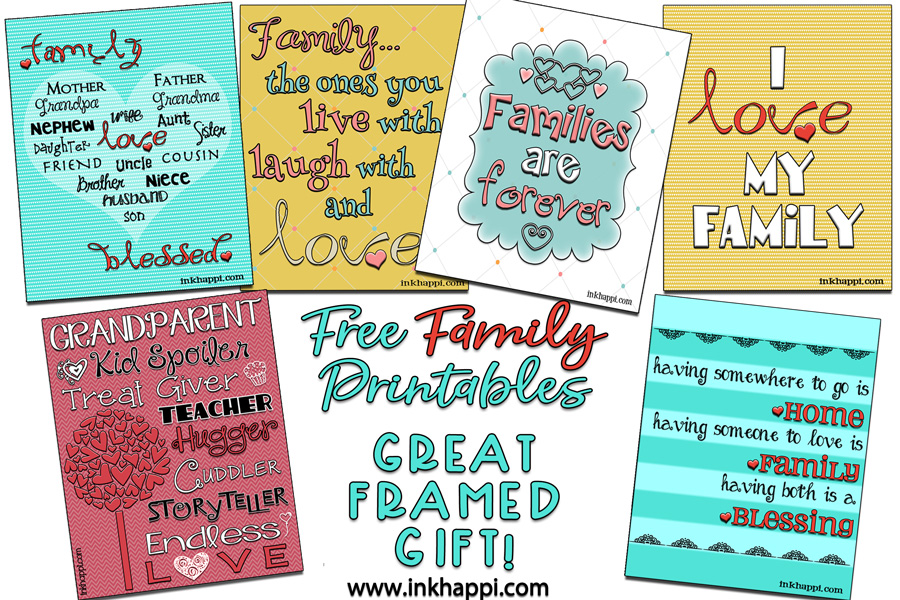 Family & Love. Free printables and great framed gift idea! - inkhappi