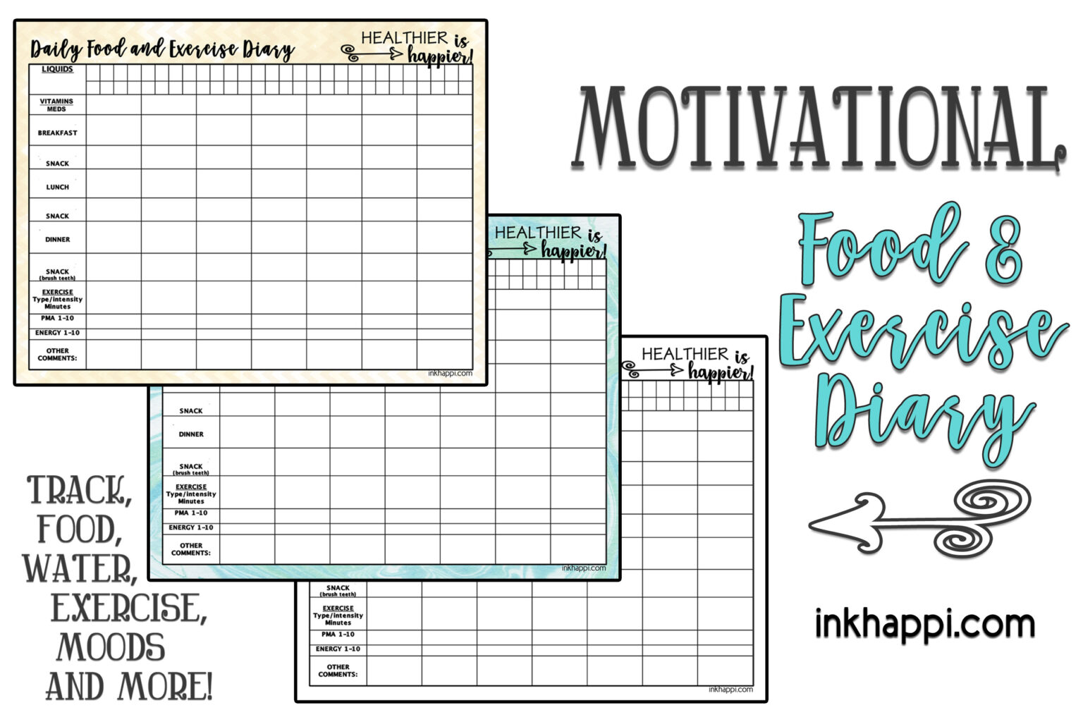 Motivational Food and Exercise Diary. Free printable! - inkhappi