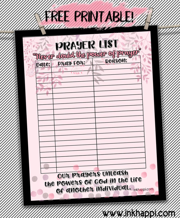 Free Printable Prayer List! Never doubt the power of prayer... - inkhappi
