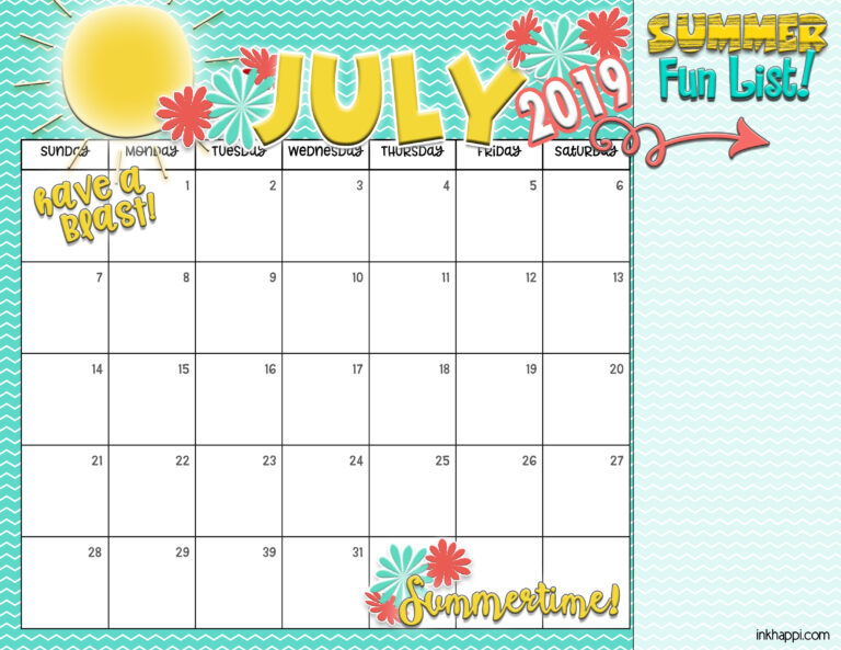Summer Planning Calendars, Bucket List and Ideas! - inkhappi