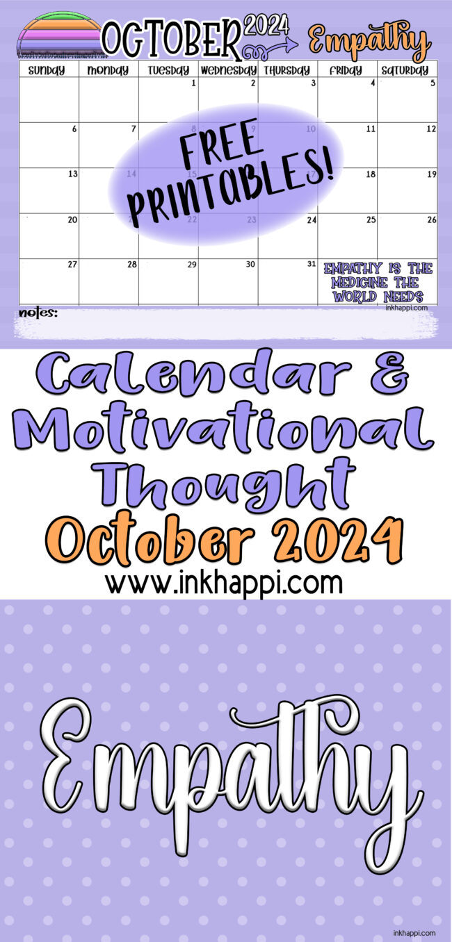October 2024 Calendar and the Word is Empathy - inkhappi